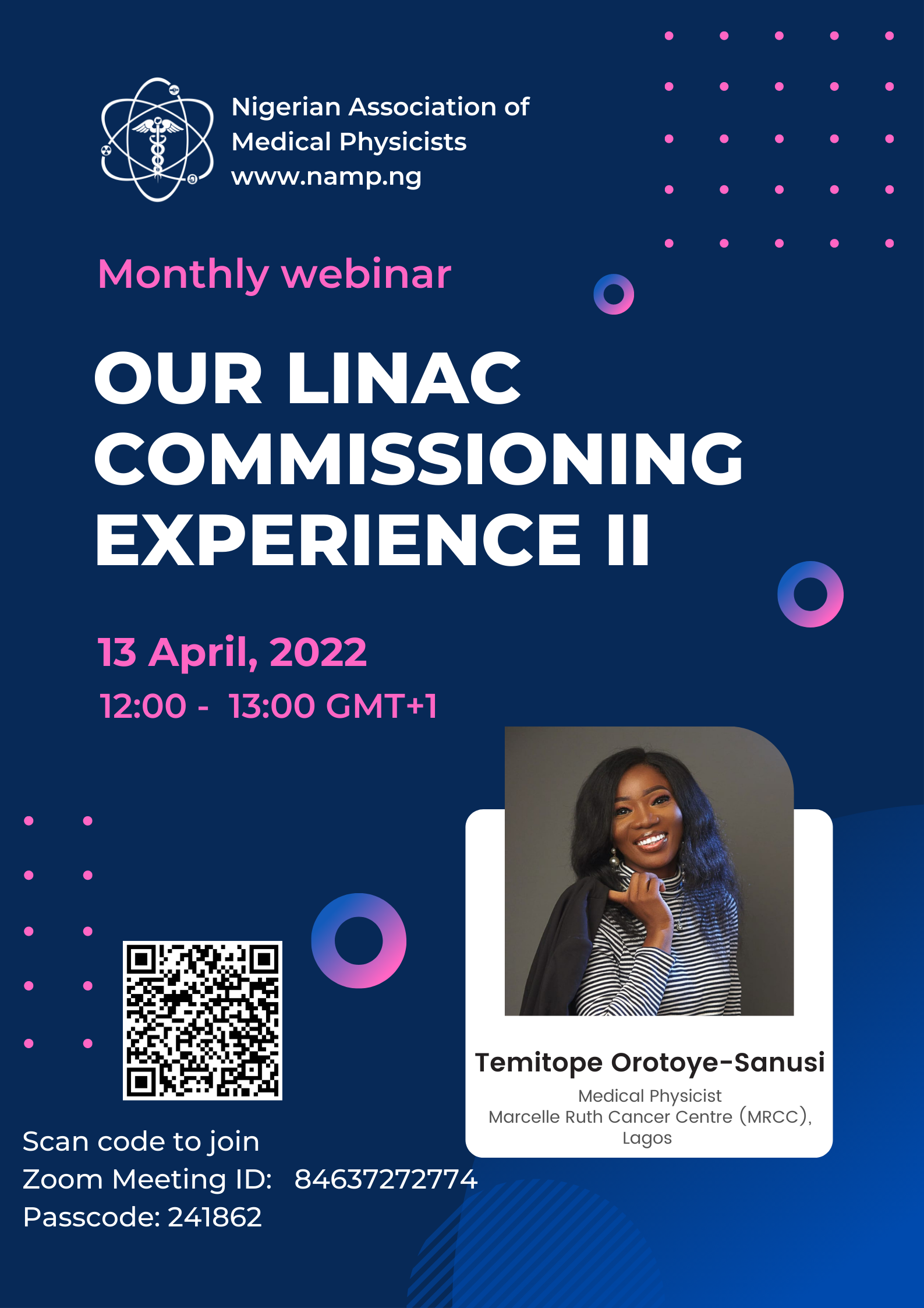 Invitation to the March & April Edition of NAMP webinars: Our LINAC ...